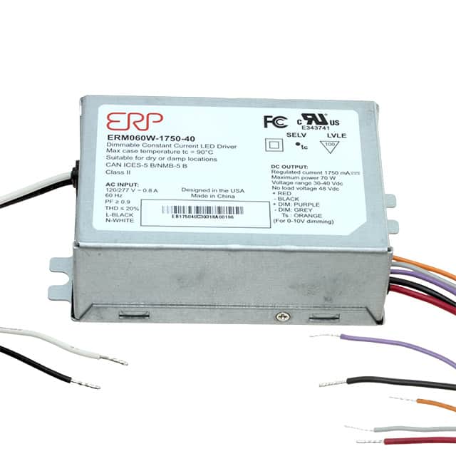 LED DRIVER CC AC/DC 30-40V 1.75A ERM060W-1750-40 ERP Power製｜電子部品・半導体通販のマルツ