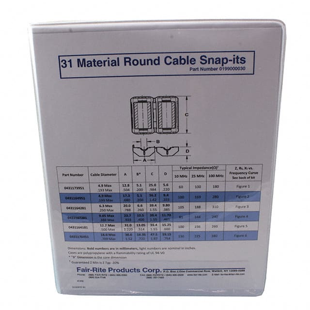 31 MAT'L SNAP-IT KIT (34) 0199000030 Fair-Rite Products Corp.製｜電子部品・半導体 ...