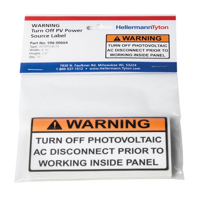 LABEL ELECTRL WARN 4.12"X2" 10PC 596-00664 HellermannTyton製｜電子部品・半導体通販のマルツ