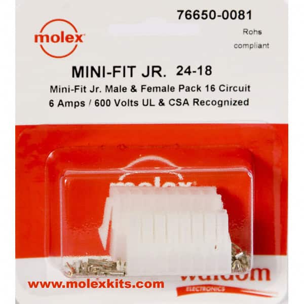 KIT CONN MINI-FIT JR 16 CIRCUITS 0766500081 モレックス製｜電子部品・半導体通販のマルツ