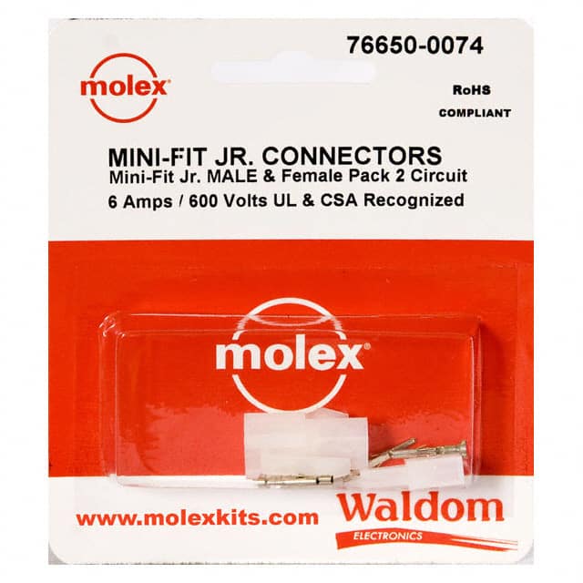 KIT CONN MINI-FIT JR 2 CIRCUITS 0766500074 モレックス製｜電子部品・半導体通販のマルツ