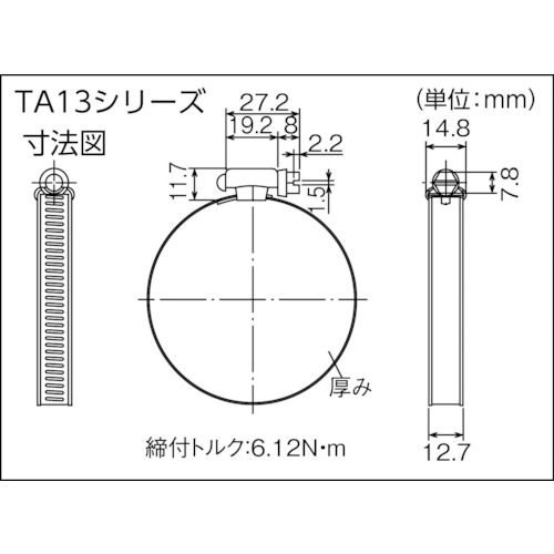 ホースバンド オールステンレス 普及タイプ (10個入) TA13-57 トラスコ製｜電子部品・半導体通販のマルツ