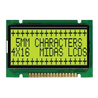 DISPLAY ALPHANUMERIC 16X4 YELLOW/GRN MC41605B6W-SPTLY-V2 MIDAS製｜電子部品 ...
