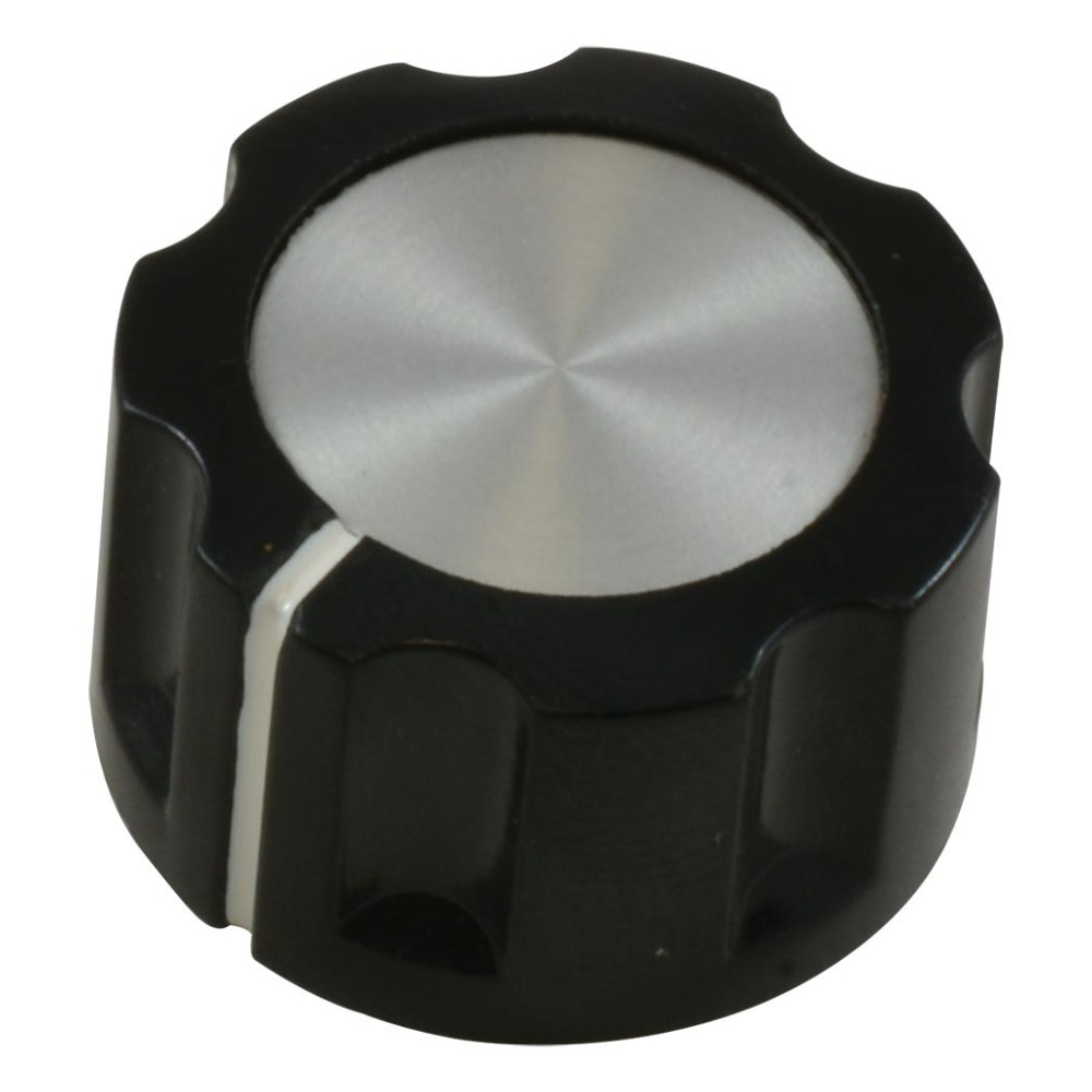 FLUTED KNOB WITH LINE INDICATOR 6.35MM PKE90B1/4 ALCOSWITCH Switches ...