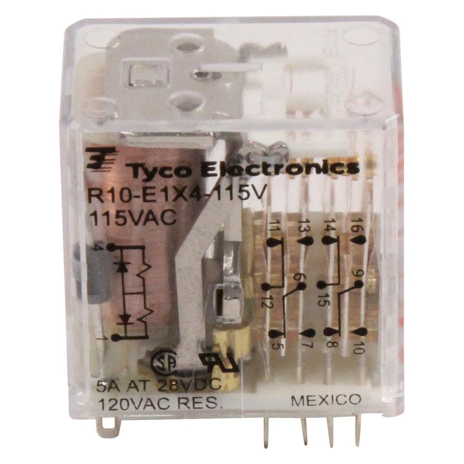 RELAY 4PDT 120VAC 30VDC 5A R10-E1X4-115V TE Connectivity(Tyco ...