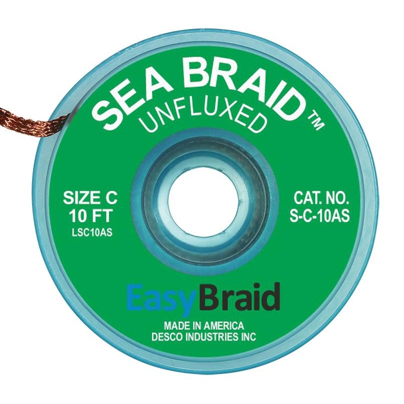 DESOLDERING BRAID 0.075inch X 10FT GREEN S-C-10AS MENDA/EasyBraid製｜電子部品 ...