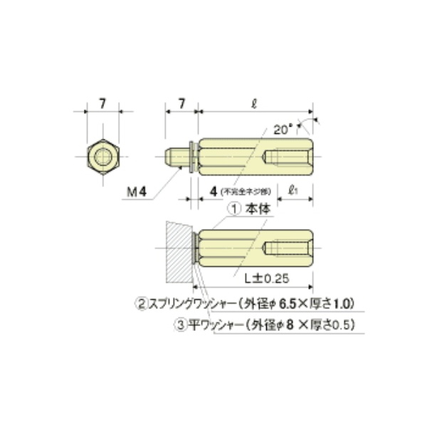 黄銅スペーサー SW・PW組込 六角オネジメネジ M4 12mm WSB-412SPE 廣杉計器製｜電子部品・半導体通販のマルツ