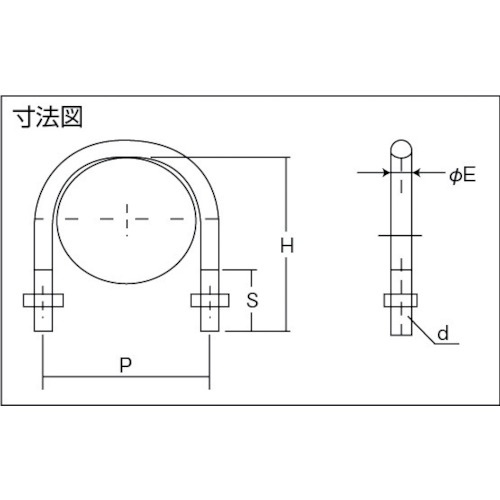 PC管用Uボルト クロメート 呼び径65A ねじ径W3/8 TPCU-BT65A トラスコ製｜電子部品・半導体通販のマルツ