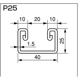 パイプハンガー レール P25-40X25X2M 南電機製｜電子部品・半導体通販のマルツ