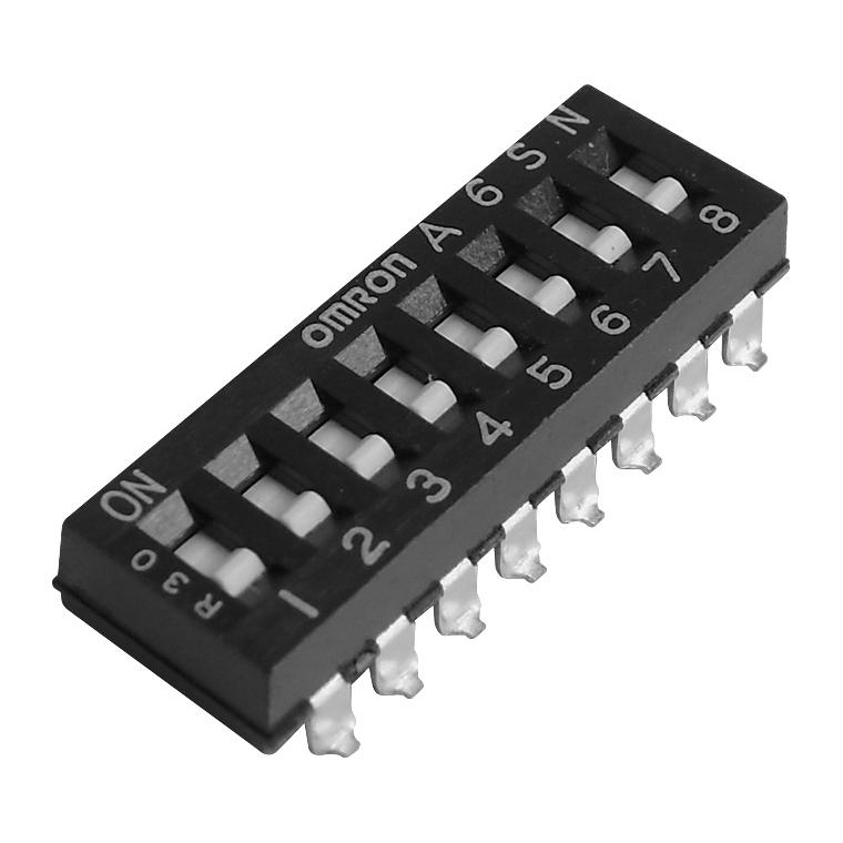 DIP SW SPST 0.025A 25VDC 8POS SMD A6SN-8102-P OMRON製｜電子部品・半導体通販のマルツ