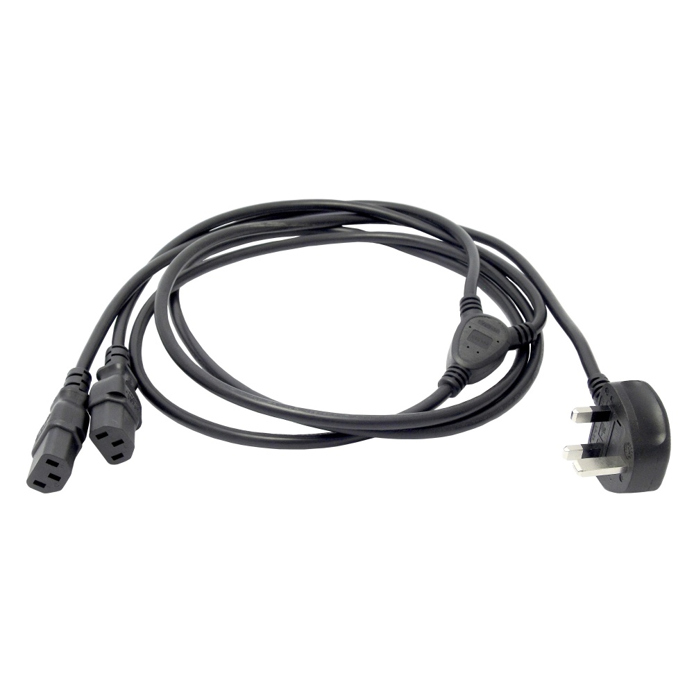 POWER CORD UK PLUG-2X IEC C13 2.5M GW-151736 MULTICOMP製｜電子部品・半導体通販のマルツ