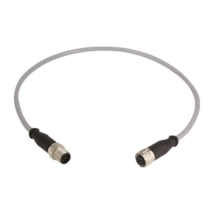M12 A-CODE DOUBLE ENDED OVERMOLDED CABLE ASSEMBLY 5PIN STRAIGHT MALE TO STRAIGHT FEMALE PVC GRAY ...
