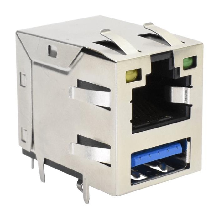 MOD CONN R/A RJ45 OVER USB TYPE A RCPT SS-90000-008 Stewart Connector製 ...