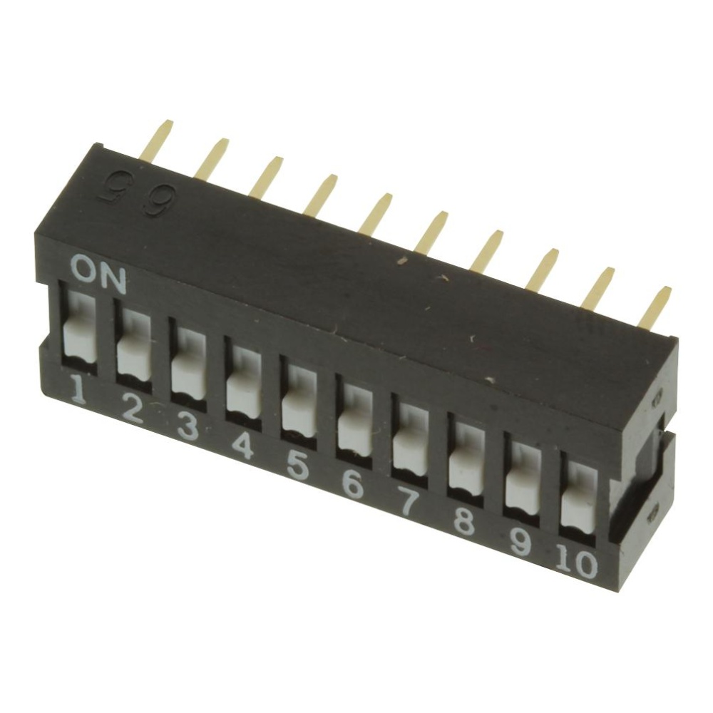 DIP SW SPST 0.025A 24V 10POS THT A6E-0101-N OMRON製｜電子部品・半導体通販のマルツ