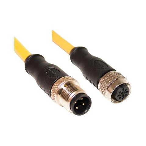M12 CORDSET 4-POS MALE STRAIGHT-FEMALE STRAIGHT 22 AWG 4M 68AK2076 ...