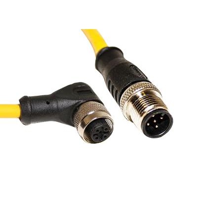 M12 CORDSET 5-POSITION MALE STRAIGHT TO FEMALE RIGHT ANGLE 22 AWG 6M ...