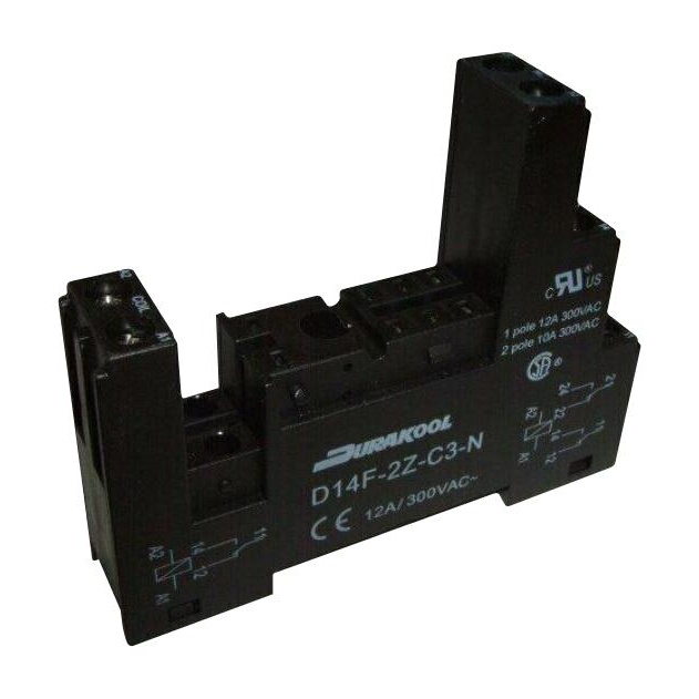 RELAY SOCKET 8A 300VAC 8PIN DIN RAIL D14F-2Z-C3-N DURAKOOL製｜電子部品・半導体通販のマルツ