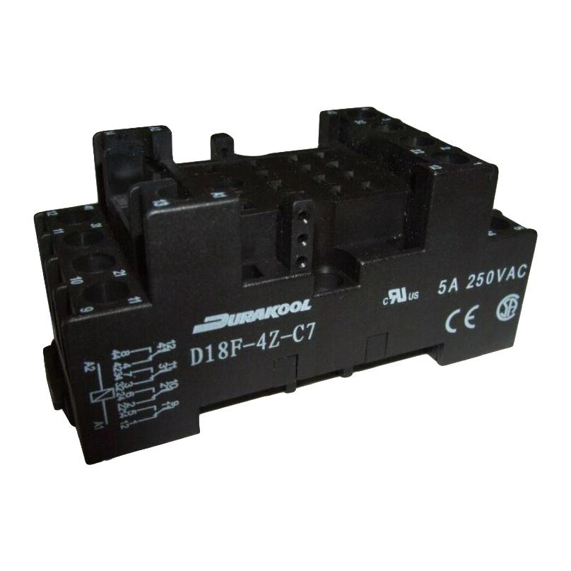 RELAY SOCKET 5A 250VAC 14PIN DIN D18F-4Z-C7 DURAKOOL製｜電子部品・半導体通販のマルツ