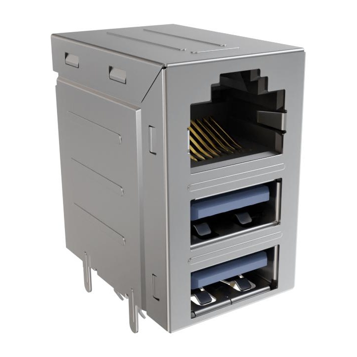 MODULAR CONN RJ45 JACK W/USB 8P8C PCB RJE361882305 Amphenol ...