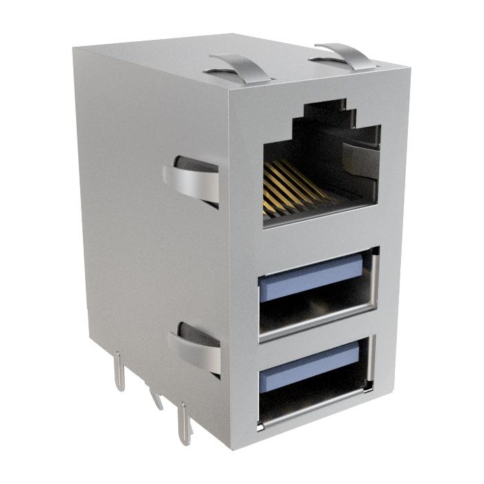 MODULAR CONN RJ45 JACK W/USB 8P8C PCB RJE361883401 Amphenol ...