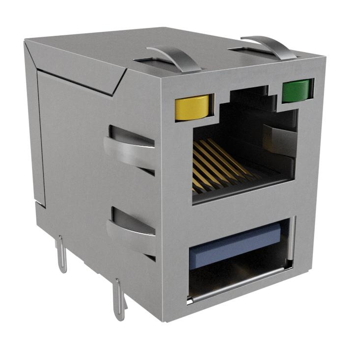 MODULAR CONN RJ45 JACK W/USB 8P8C PCB RJE361883413 Amphenol ...